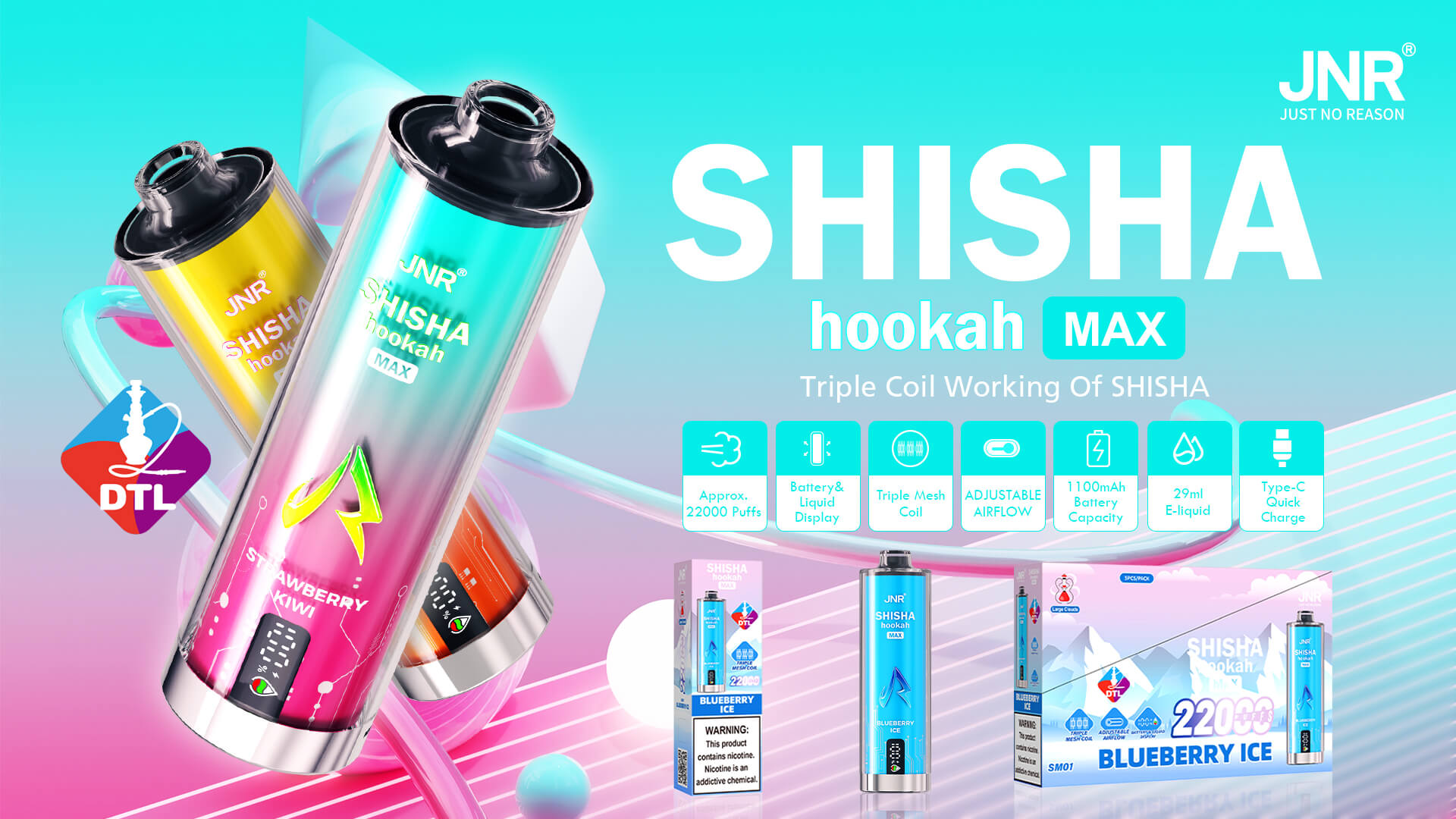 JNR Shisha Hookah MAX 22K | Grossiste en Puff Jetables